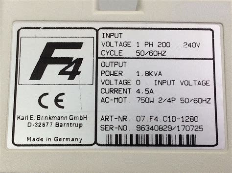 2x KEB F4 Frequenzumrichter Power 1,8KVA Art. Nr.: 07.F4.C1D-1280 ...
