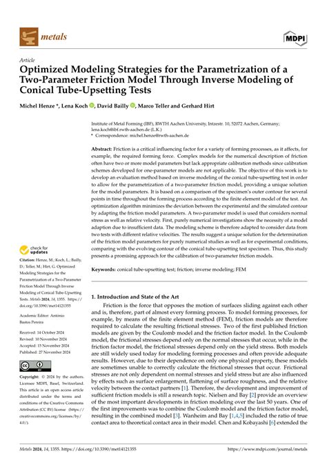 pdf optimized modeling strategies for the parametrization of a two
