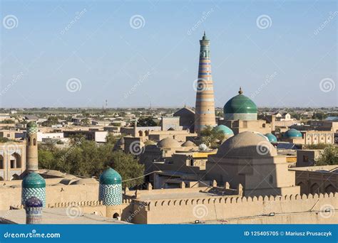 Panoramic View Of The Main Monuments Of Khiva Uzbekistan Unesco World