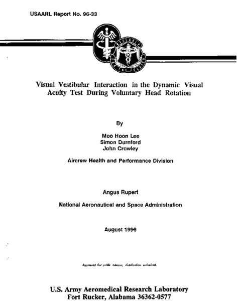 Pdf Visual Vestibular Interaction In The Dynamic Visual Acuity Test