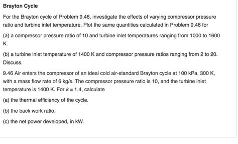 solved brayton cycle for the brayton cycle of problem 9 46