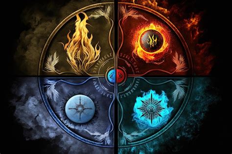Premium Photo Four Elements Compass Generative Ai Colorful Magical Fantasy Compass Four