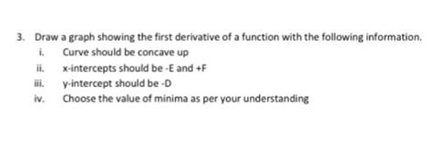 Solved Draw A Graph Showing The First Derivative Of A Chegg
