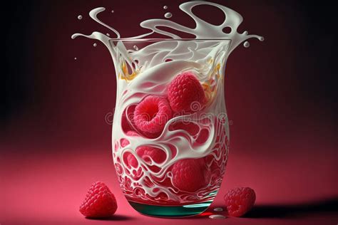 Raspberry Milkshake Vanilla Milkshake Cold Drink Concept Generative Ai Stock Image Image Of
