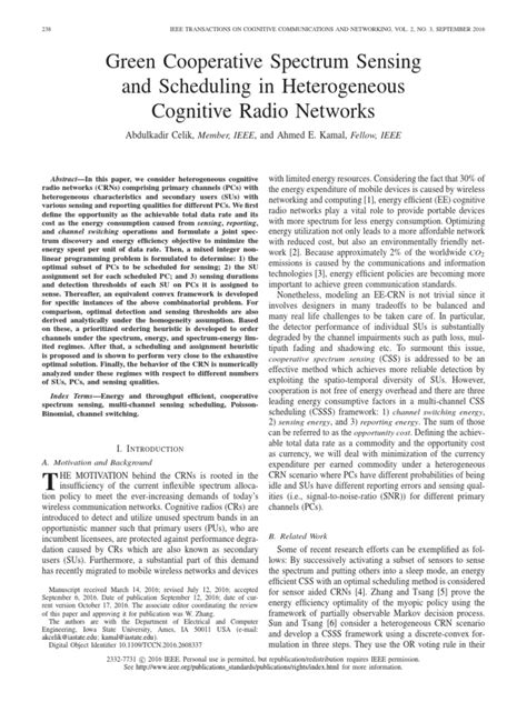 green cooperative spectrum sensing and scheduling in heterogeneous cognitive radio networks