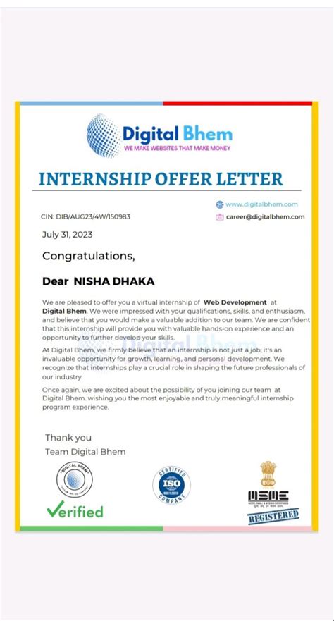 Nisha Dhaka On Linkedin Digitalbhem Internship Opportunity
