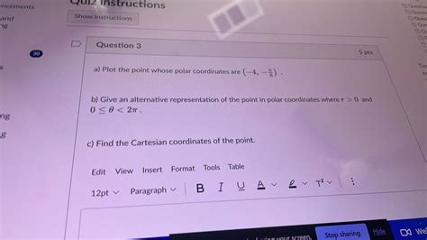 A Plot The Point Whose Polar Coordinates Are