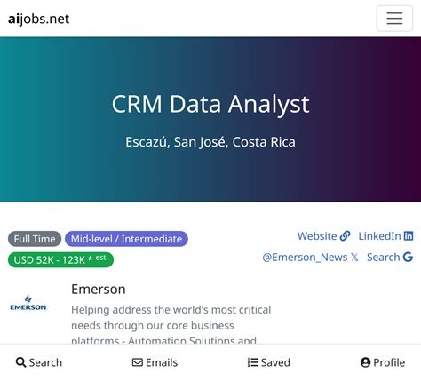 Crm Data Analyst At Emerson Escazú San José Costa Rica