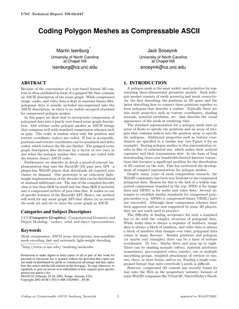 Pdf Coding Polygon Meshes As Compressable Ascii