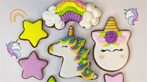 Unicorn Cookies And Rainbow Cookie Decorations With Royal Icing Youtube