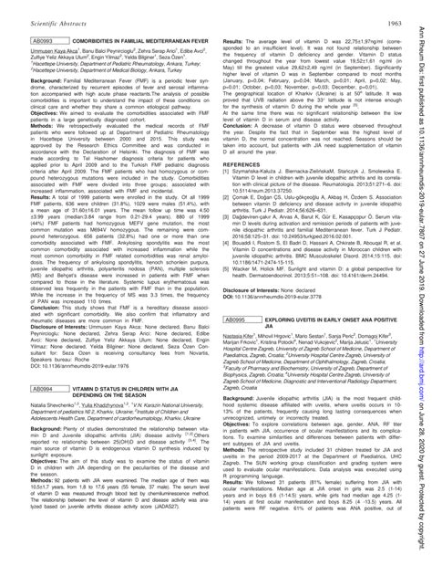 Pdf Ab0995 Exploring Uveitis In Early Onset Ana Positive Jia
