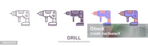 스크루드라이버 전동 드릴 라인 아이콘 윤곽선 벡터 기호 흰색 배경에 분리된 선형 픽토그램 심볼 로고 일러스트 개선에 대한 스톡 벡터 아트 및 기타 이미지 Istock