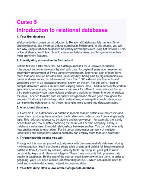 Data Engineer Course Pdf Databases Relational Database