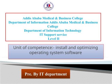 Instal And Optimize Operating System Windows Pptx