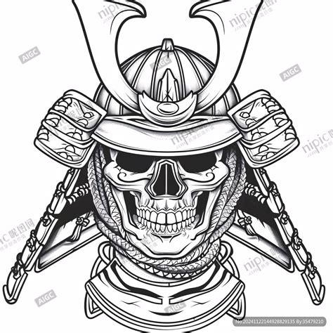 Ai创作图武士纹 日本武士 武士插画 武士艺术 武士着甲胄双手持杵 镇墓武士 武士精神 甲胄武士 武士图箔片 日本牛头武士 武士头像 跪着的