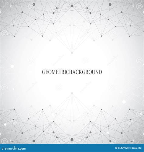 Geometric Grey Background Molecule And Communication Connected Lines With Dots Stock Vector