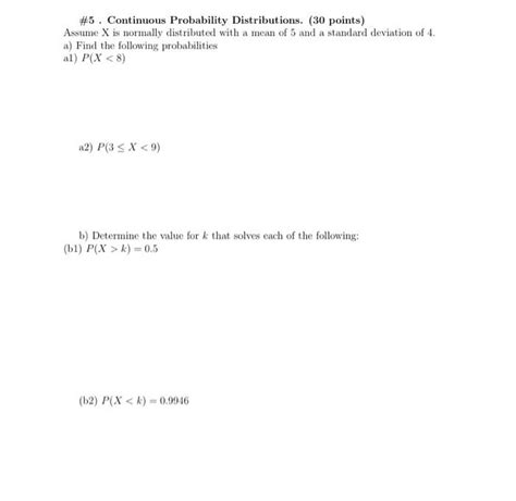 Solved Continuous Probability Distributions Points Chegg