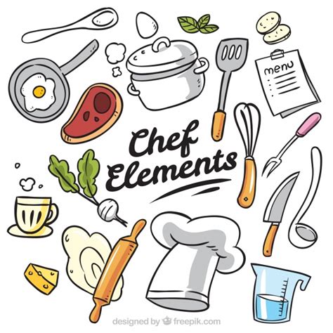 Hand Drawn Chef Items Free Vector