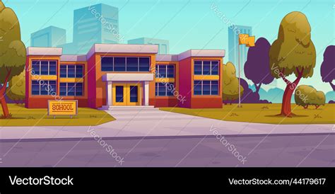 Modern School Building In Big City Royalty Free Vector Image