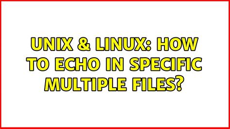Unix And Linux How To Echo In Specific Multiple Files 2 Solutions Youtube