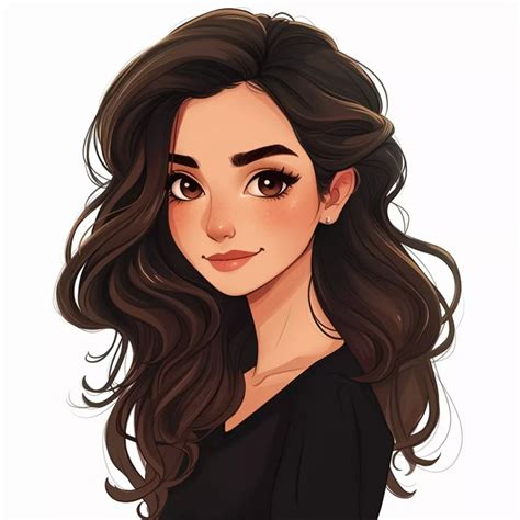A Woman With Long Brown Hair And A Black Top в 2024 г Рисунки девушки