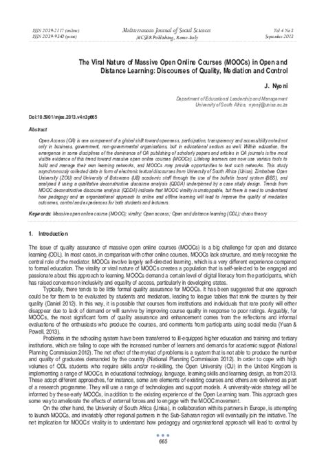 Pdf The Viral Nature Of Massive Open Online Courses Moocs In Open And Distance Learning
