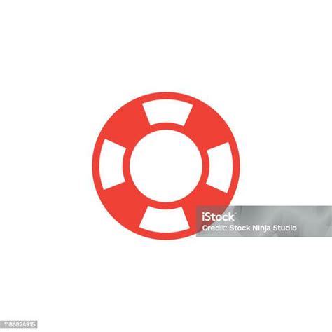 흰색 배경에 구명 부표 빨간색 아이콘입니다 빨간색 플랫 스타일 벡터 그림입니다 0명에 대한 스톡 벡터 아트 및 기타 이미지 0명 구조 그래픽 사용자 인터페이스