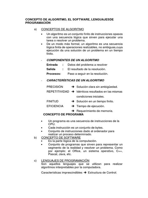 Conceptos Básicos De Algoritmos Software Y Lenguajes De Programación