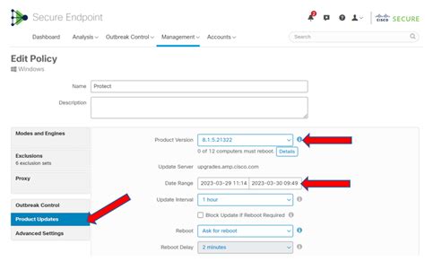 Updating Cisco Security Endpoints Version