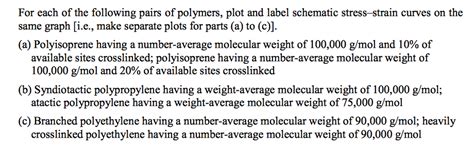 for each of the following pairs of polymers plot and