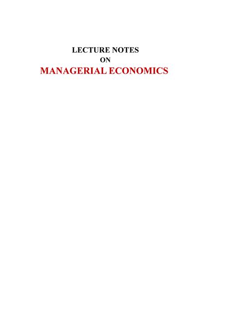 Lecture Notes ON Managerial Economics Managerial Economics IIM Kozhikode Studocu