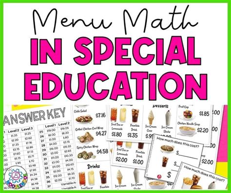 Fast Food Menu Math Activities For Special Education