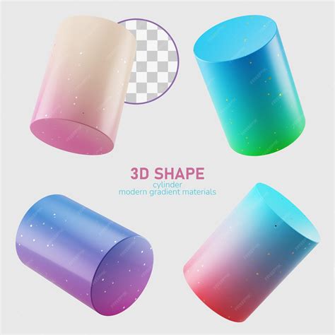 Premium Psd Multi Angle 3d Shape Cylinder With Modern Candy Color
