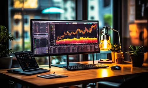 Next Gen Trading Desk Ai Driven Market Data Analysis On Modern Computer Stock Illustration