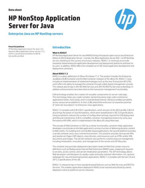 hp nonstop application server for java—enterprise java on hp