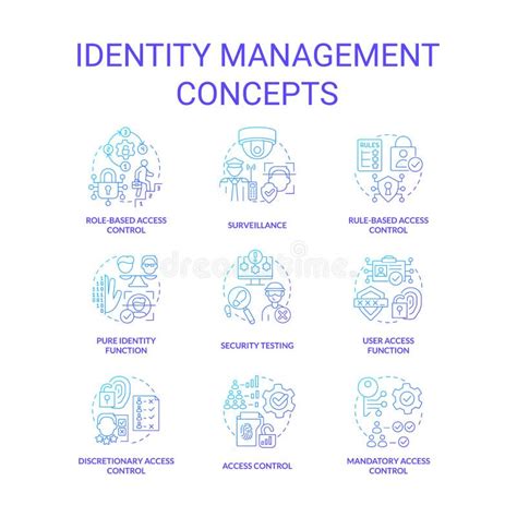 Identity Management Blue Gradient Concept Icons Set Stock Vector