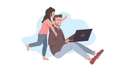 코로나바이러스 전염병 검역 중 도그와 함께 랩톱을 사용하는 아버지는 홈 컨셉을 유지합니다 남자에 대한 스톡 벡터 아트 및 기타 이미지 남자 노트북 플랫 디자인