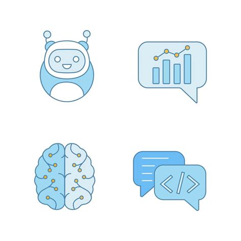 Chatbots Color Icons Set Virtual Assistants Code Statistics Support Chat Bots Modern Robots