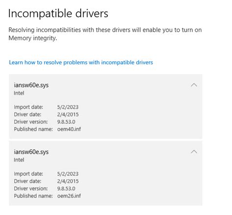 I Can Not Turn On Core Isolation Blocked By Iansw60e Sys All The Huawei Files Already