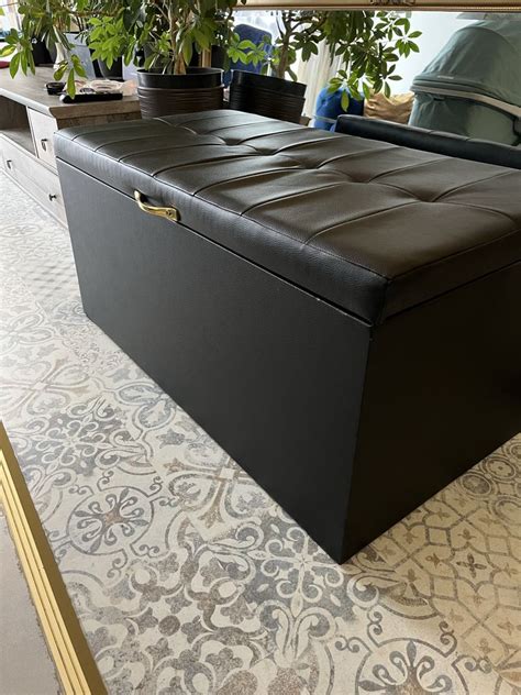 Пейка с ракла шкаф за съхранение черна еко кожа дърво като ново гр Варна Аспарухово • Olx Bg