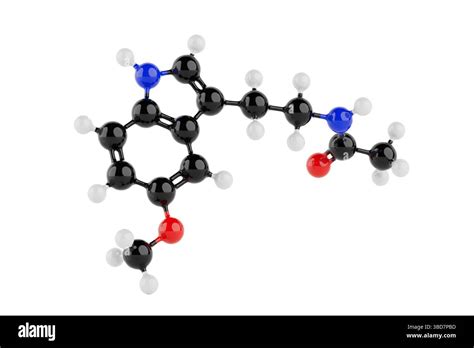 Chemical Science Concept Colorfulmelatonine Molecular Structure Model With Atoms Connected By