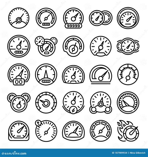 Big Speedometer Icons Set Vector Illustration Car Dashboards Collection Set Of Speedometer Or