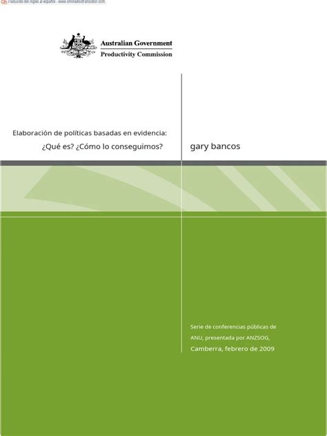 Evidence Based Policy Pdf Evidencia Australia