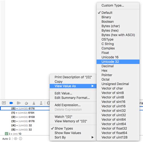 Ios How To Change Default Type For View Value As In Xcode Debugger Stack Overflow
