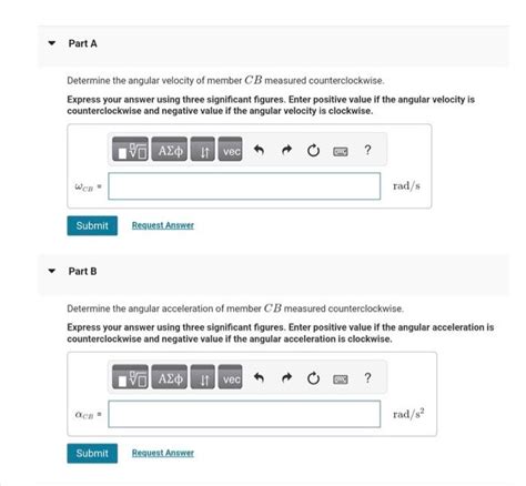 solved member ab has the angular velocity ωab 2rad s and
