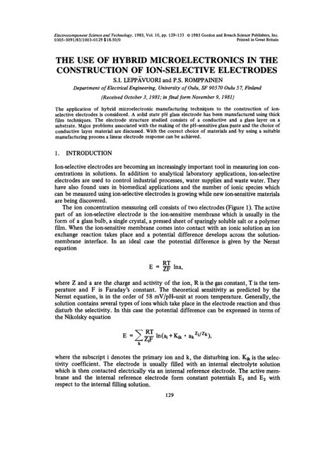 Pdf The Use Of Hybrid Microelectronics In The Construction Of Ionselective Electrodes
