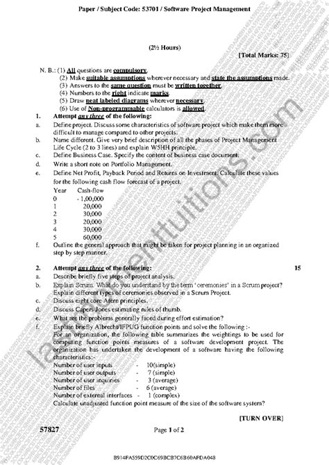Tybsc It Sem5 Spm Apr19 Paper Subject Code 53701 Software