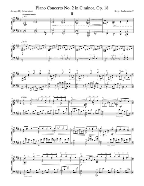 [rachmaninoff] Piano Concerto No 2 Op 18 2nd Movement Sheet Music