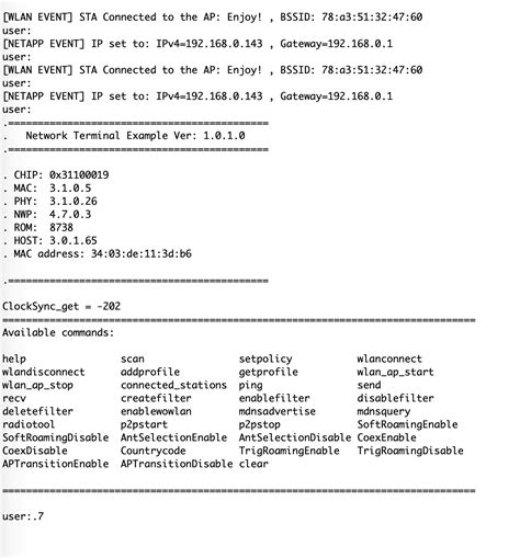 LAUNCHCC3235MOD Adding The Function ClockSync Get To The Network Terminal CC3235SF LAUNCHXL