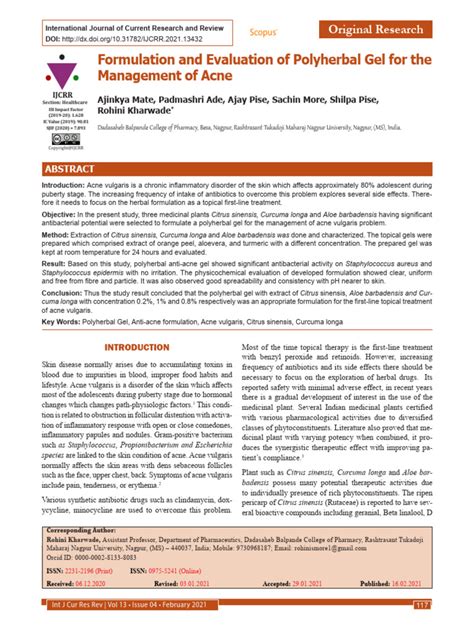 Formulation And Evaluation Of Polyherbal Pdf